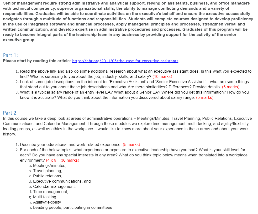 Senior management require strong administrative and | Chegg.com