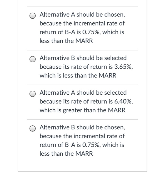 Solved Question 2 10 pts Use Rate of Return Analysis to | Chegg.com