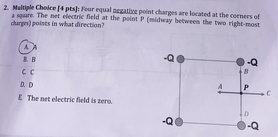 2. Multiple Choice [4 pts]: Four equal negative point | Chegg.com