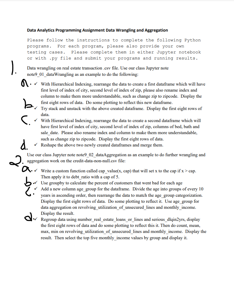 Data Analytics Programming Assignment Data Wrangling | Chegg.com