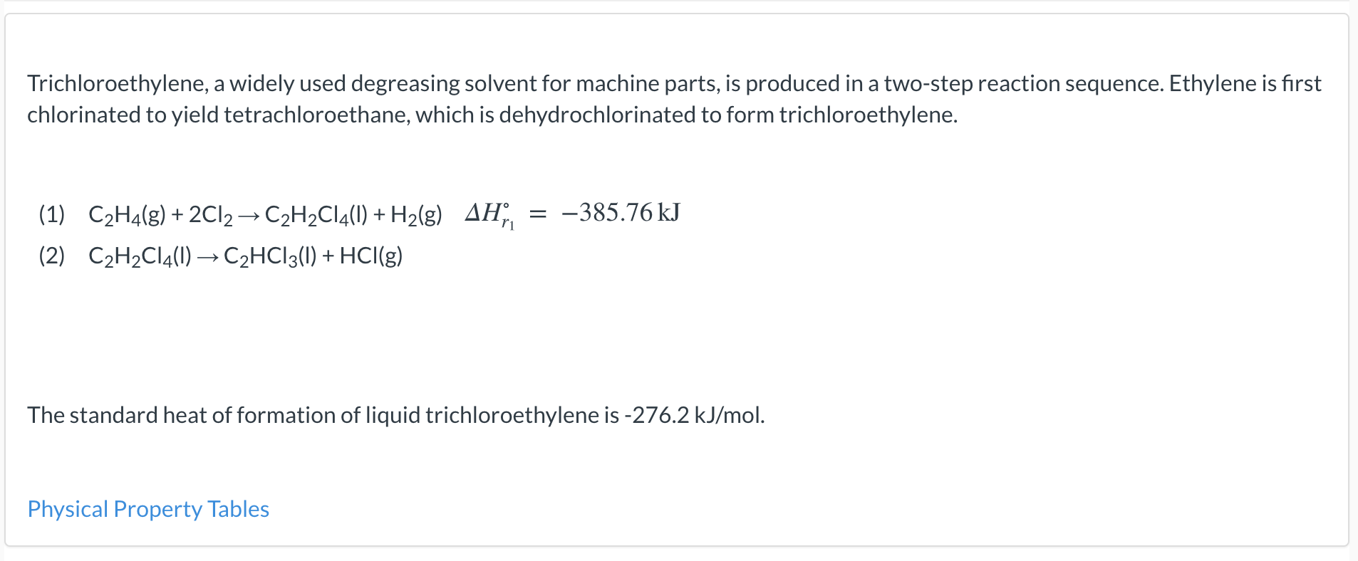 Solved Trichloroethylene, a widely used degreasing solvent | Chegg.com