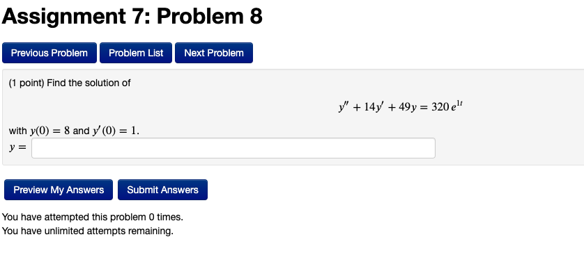 Solved Assignment 7 Problem 8 Previous Problem Problem List 3059