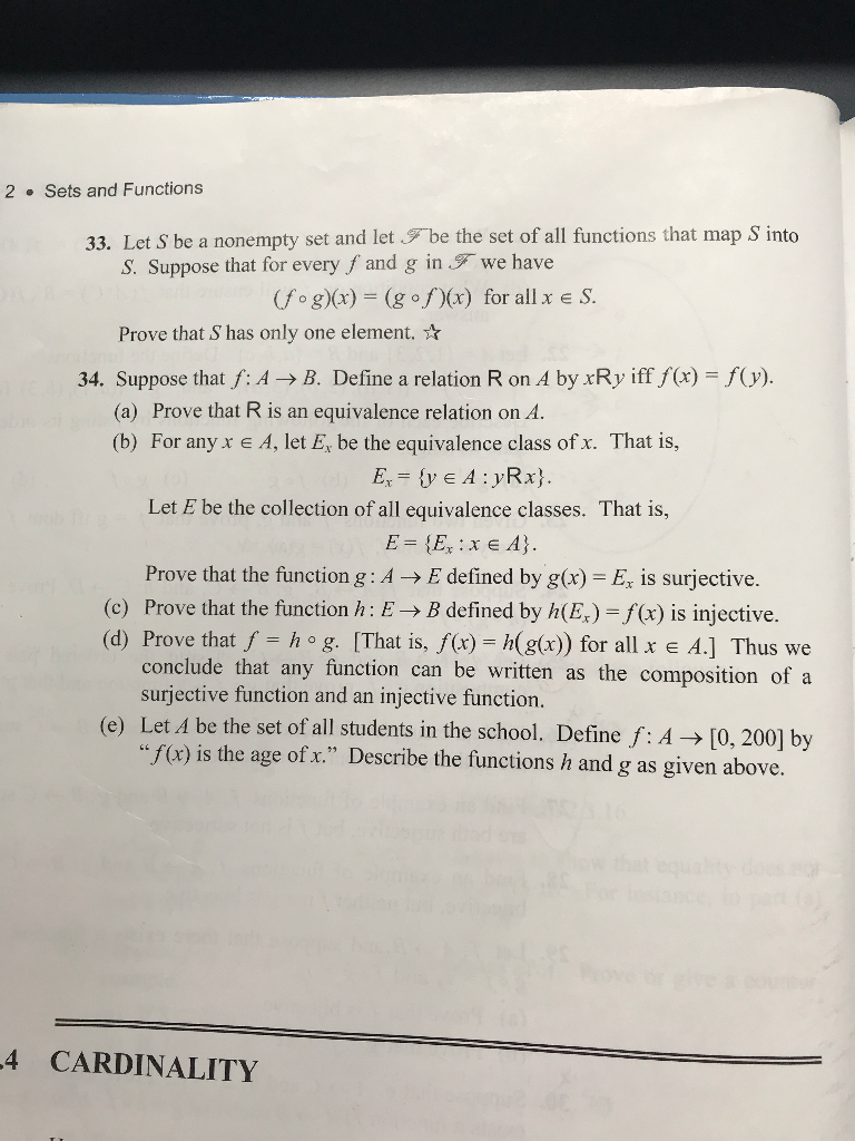 Solved Sets and Functions 2 33. Let S bea nonempty set and | Chegg.com