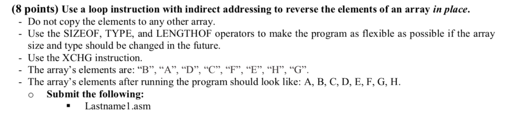 Solved (8 points) Use a loop instruction with indirect | Chegg.com