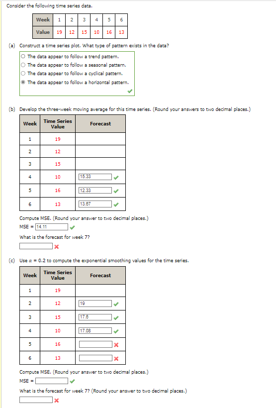 Solved Consider the following time series data. (a) | Chegg.com