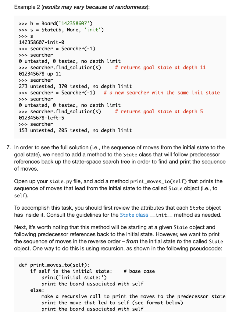 Solved Part III: A Searcher class for random search In the | Chegg.com