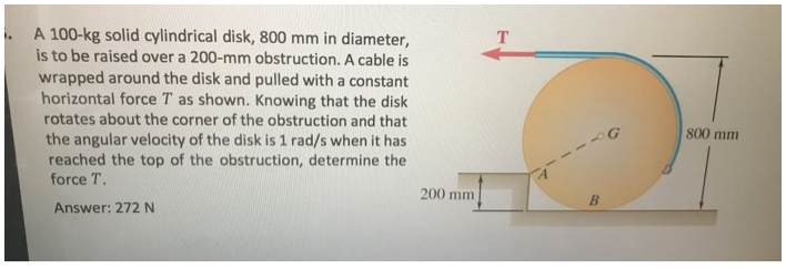 Solved A 100-kg solid cylindrical disk, 800 mm in diameter, | Chegg.com