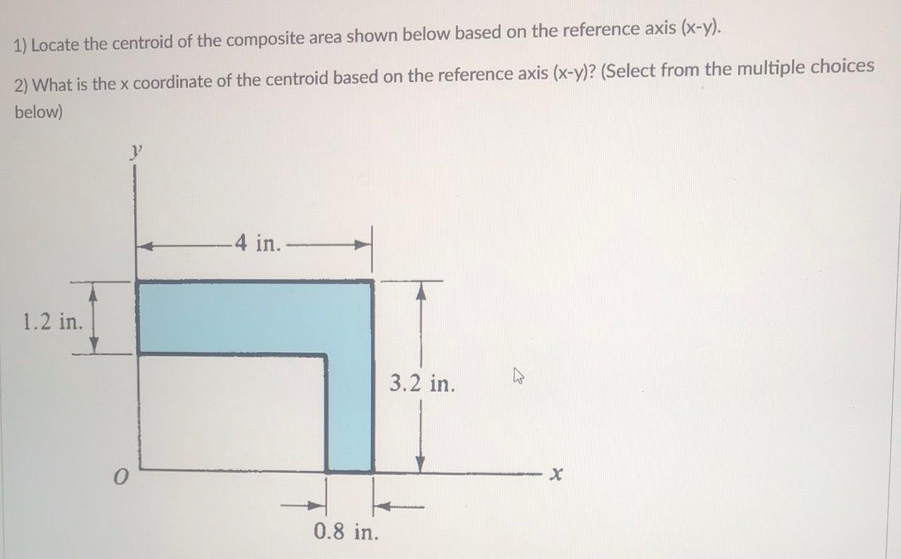 Solved 1) Locate the centroid of the composite area shown | Chegg.com