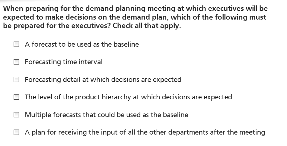 Solved When preparing for the demand planning meeting at | Chegg.com