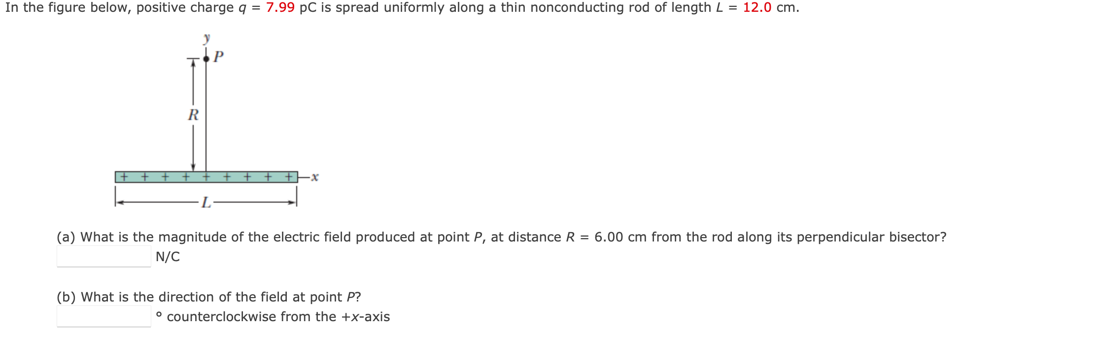 Solved the figure below, positive charge q=7.99pC is spread | Chegg.com