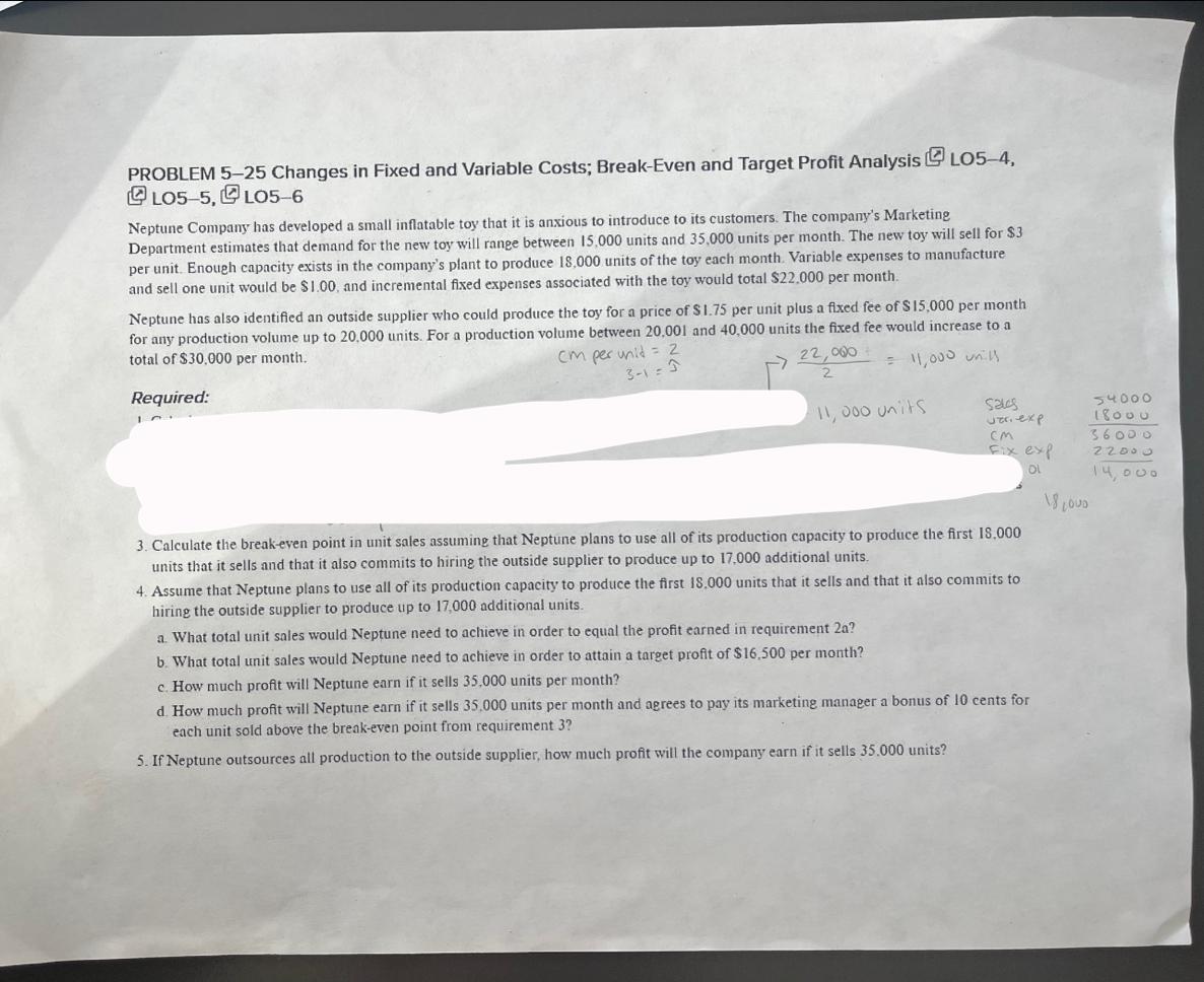 Solved PROBLEM 5-25 Changes in Fixed and Variable Costs; | Chegg.com