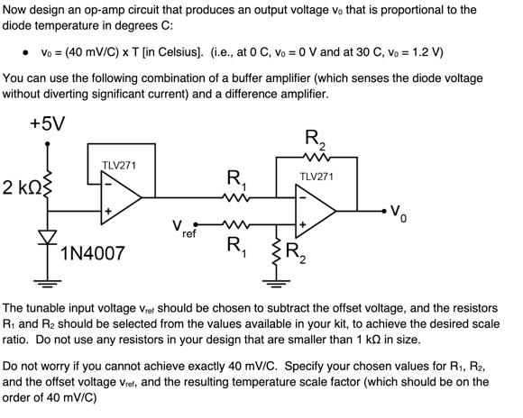 Solved Now design an op-amp circuit that produces an output | Chegg.com