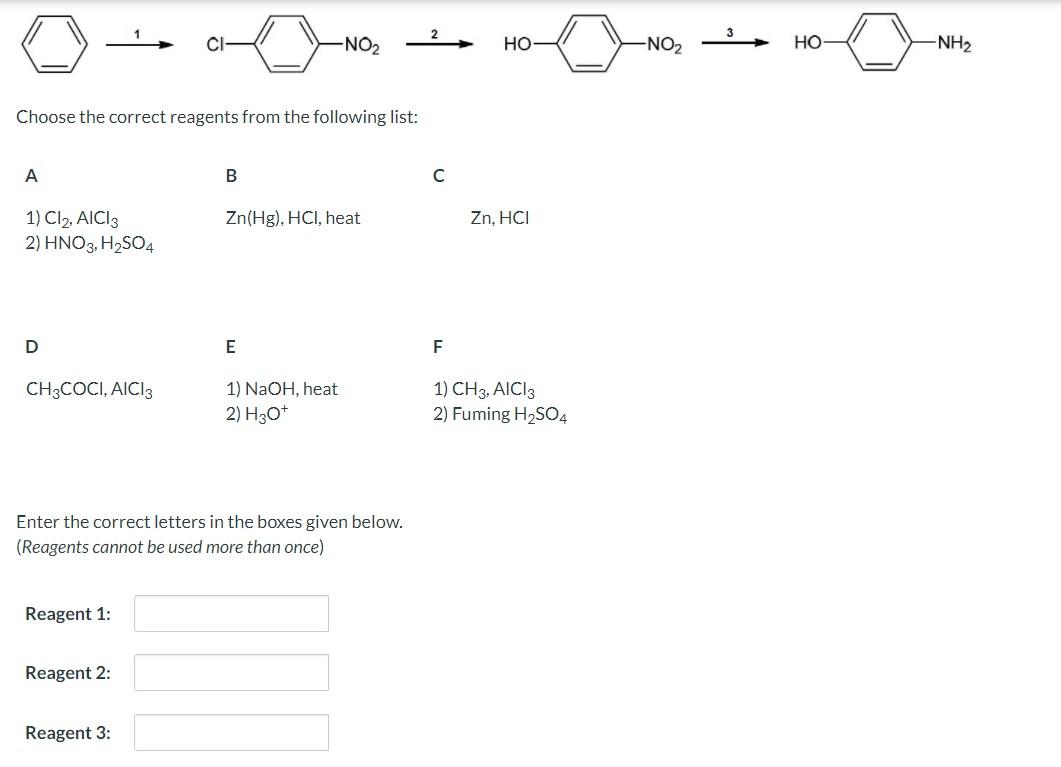 Solved -NO2 HO -NO2 HO -NH2 Choose the correct reagents from | Chegg.com