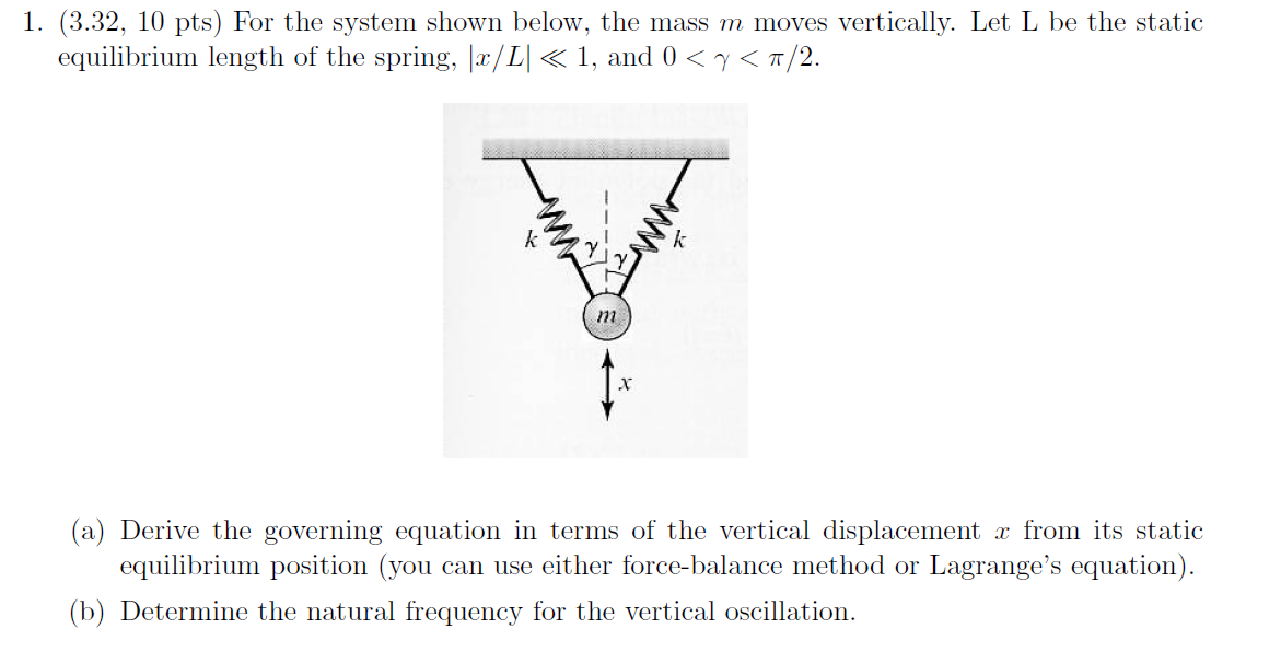 Solved 1. (3.32,10pts) For the system shown below, the mass | Chegg.com