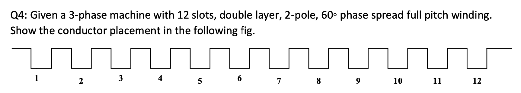 Solved Q4: Given a 3-phase machine with 12 slots, double | Chegg.com