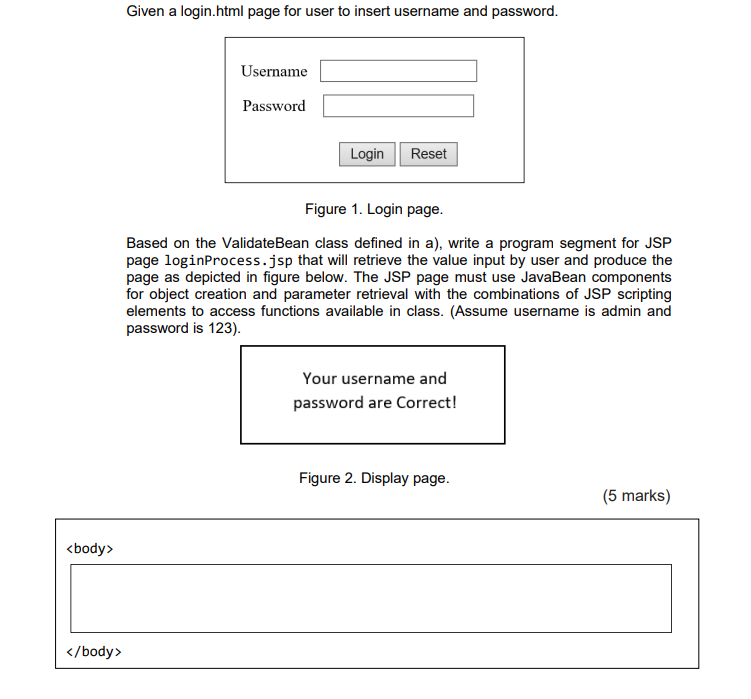 Solved Given a login.html page for user to insert username | Chegg.com
