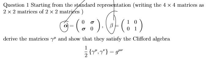Solved Question 1 Starting from the standard representation | Chegg.com