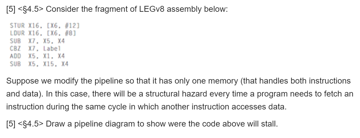 Solved [5] Consider the fragment of LEGV8 assembly | Chegg.com