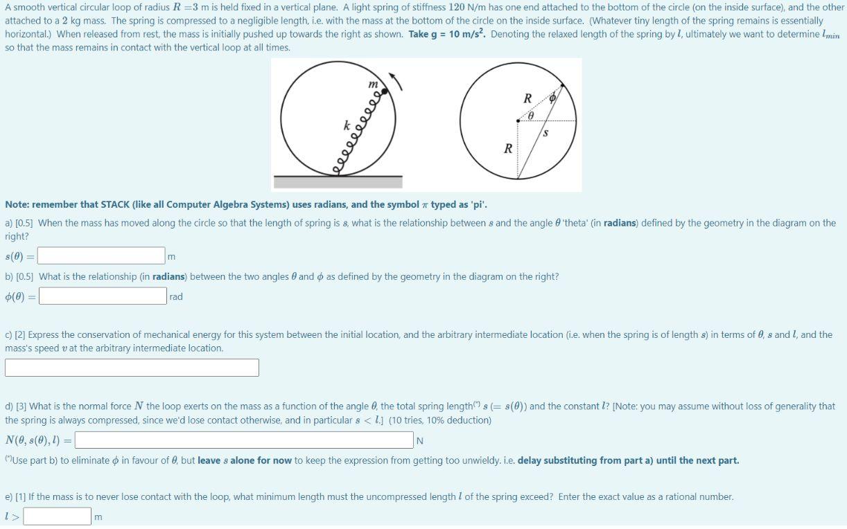 Solved A smooth vertical circular loop of radius R=3 m is | Chegg.com