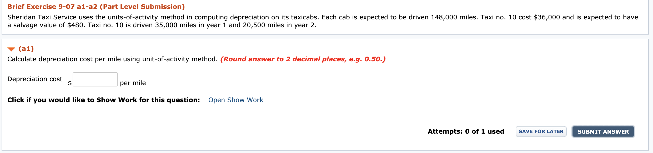 Solved Brief Exercise 9-07 a1-a2 (Part Level Submission) | Chegg.com