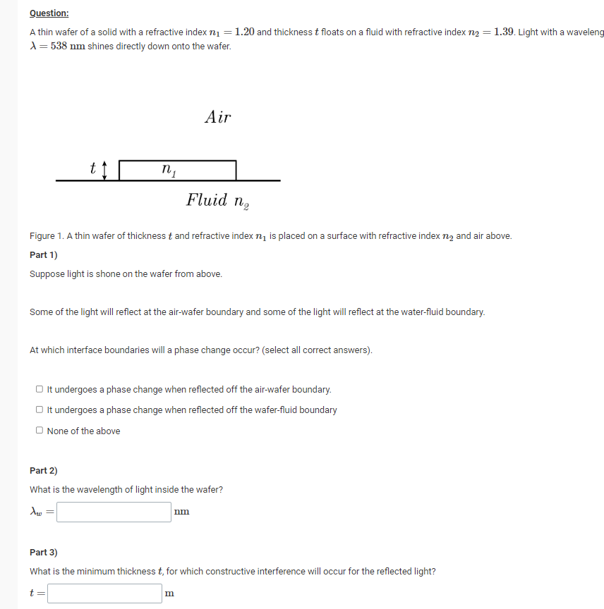 Solved A thin wafer of a solid with a refractive index | Chegg.com