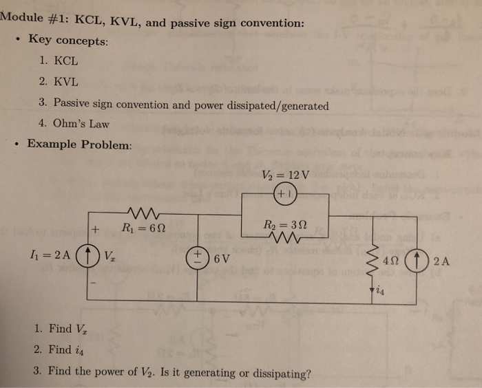 Solved Module #1: KCL, KVL, and passive sign convention: . | Chegg.com