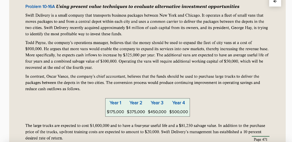 Solved i Problem 10-16A Using present value techniques to | Chegg.com