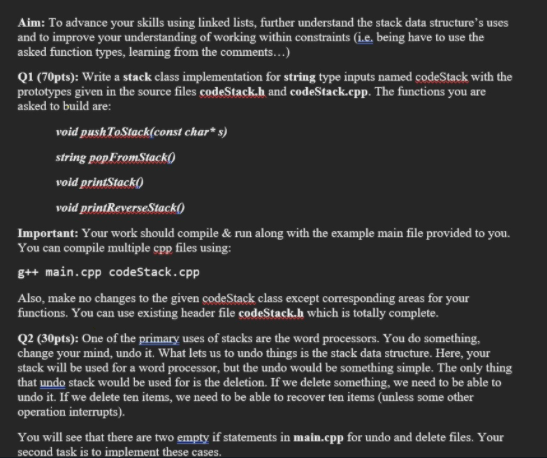 Solved Aim: To advance your skills using linked lists, | Chegg.com