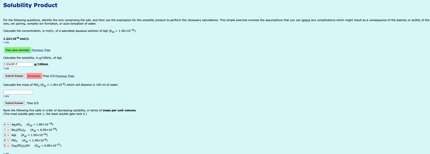 Solved Solubility Productions, ion pairing, complex ion | Chegg.com