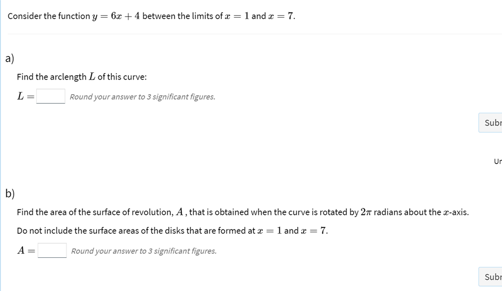 Solved Consider the function y = 6x + 4 between the limits | Chegg.com