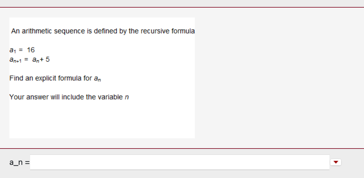 Solved An arithmetic sequence is defined by the recursive | Chegg.com