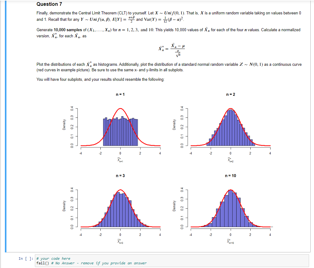 Solved Finally, demonstrate the Central Limit Theorem (CLT) | Chegg.com