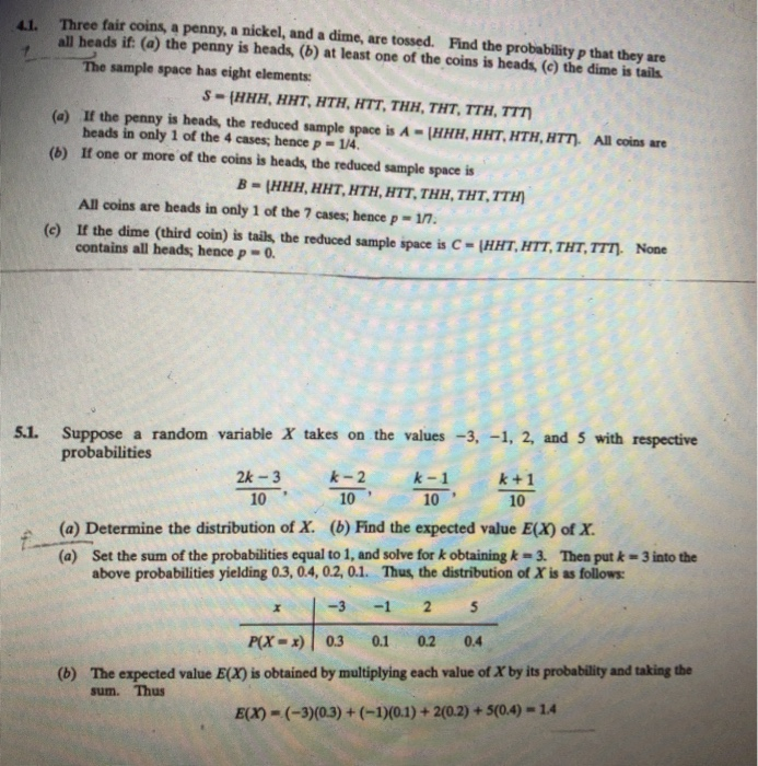 Solved . Three fair coins, a penny, a nickel, and a dime, | Chegg.com