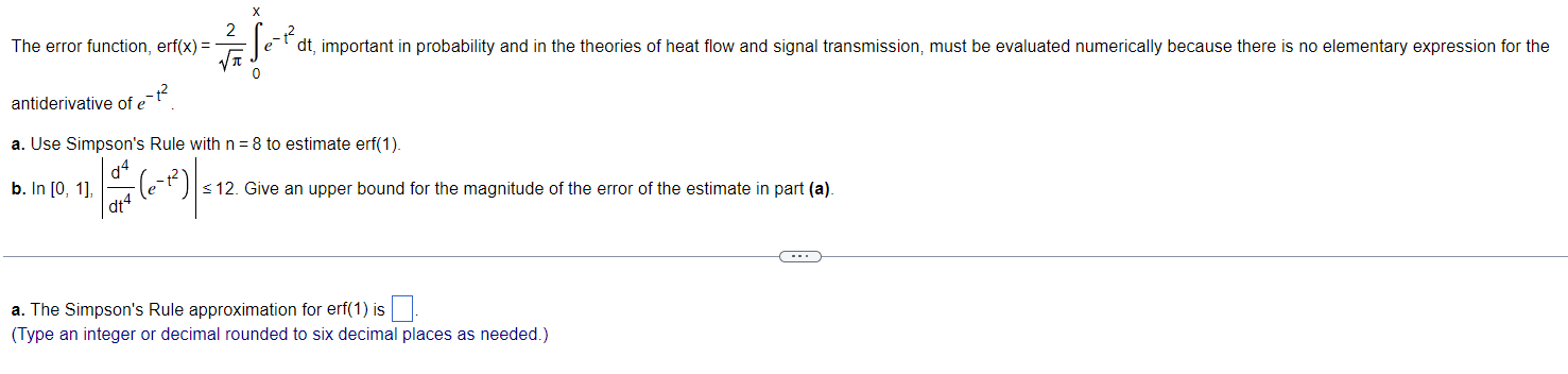 Solved The error function, erf(x)=π2∫0xe−t2dt, important in | Chegg.com