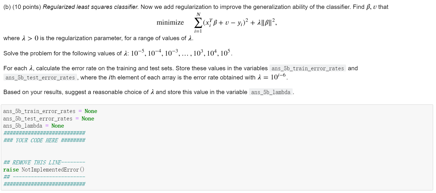 Solved Problem 5 Least squares classification with | Chegg.com