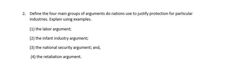 Solved 2. Define the four main groups of arguments do | Chegg.com