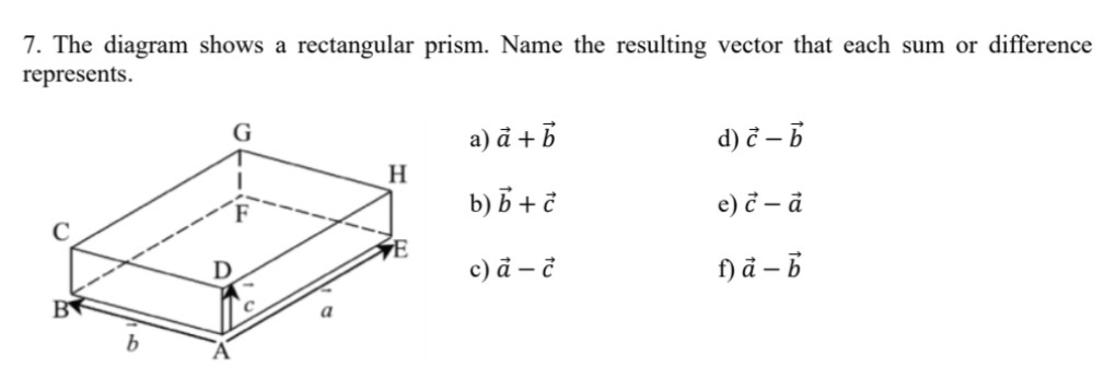 Solved 7. The diagram shows a rectangular prism. Name the | Chegg.com