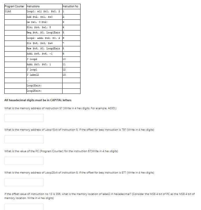 instruction No 11 Program Counter instructions 10116 | Chegg.com