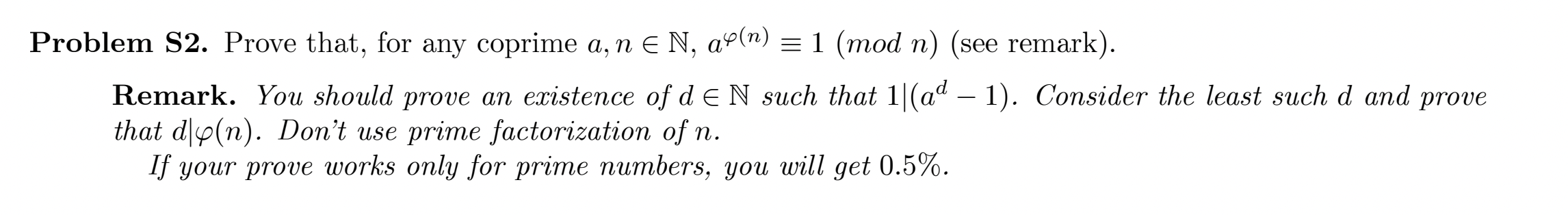 Solved Problem S2. Prove that, for any coprime | Chegg.com