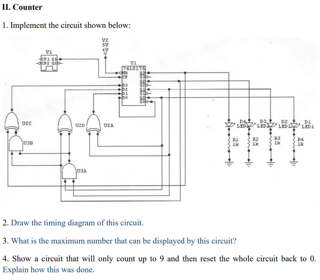 1. Implement the circuit shown below: 2. Draw the | Chegg.com