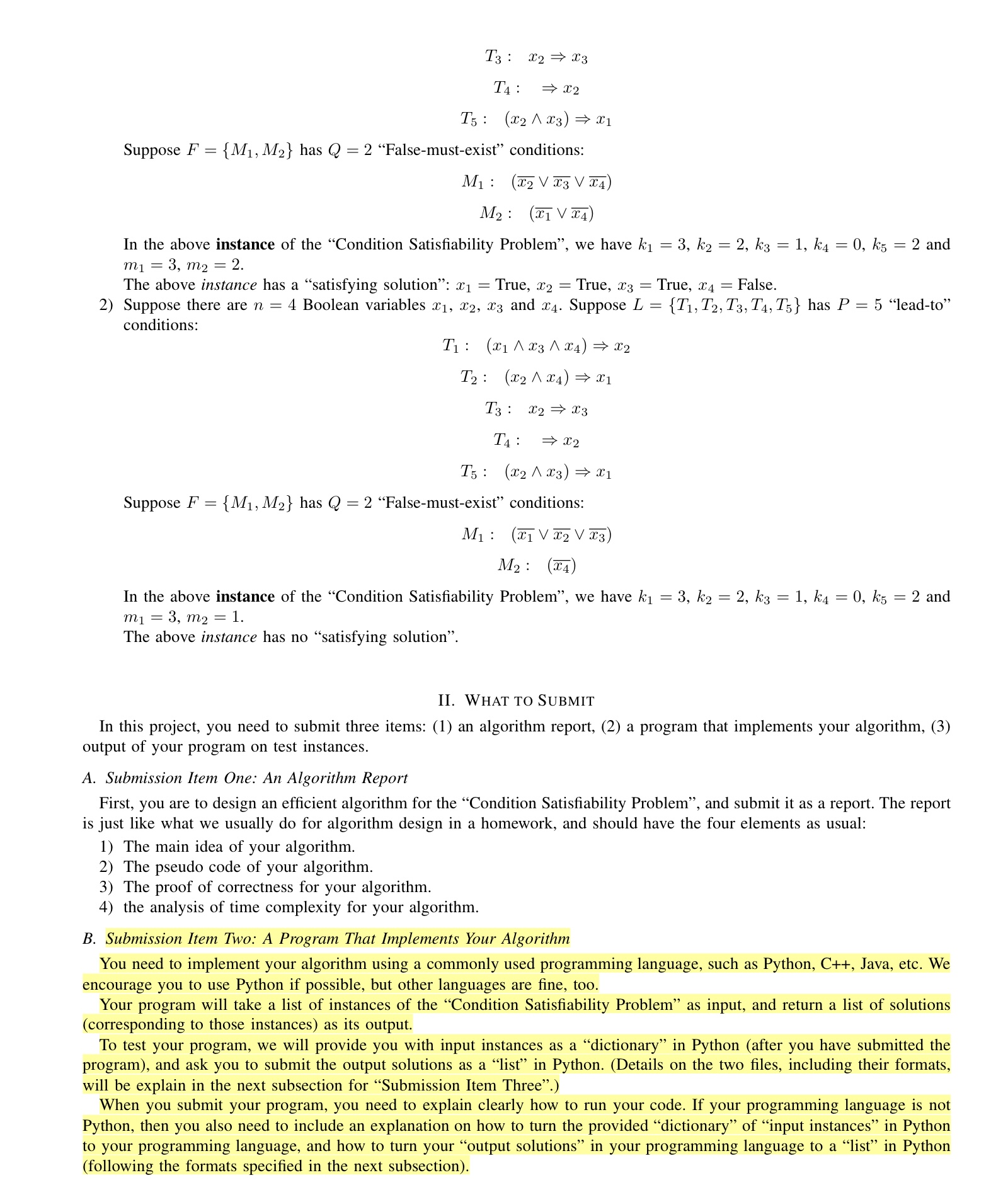 Solved Project of Algorithms on Condition Satisfiability I. | Chegg.com