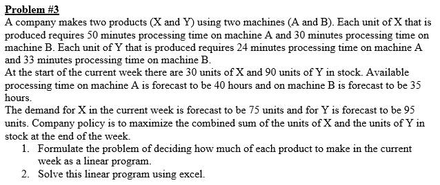 Solved Problem #3 A company makes two products (X and Y) | Chegg.com