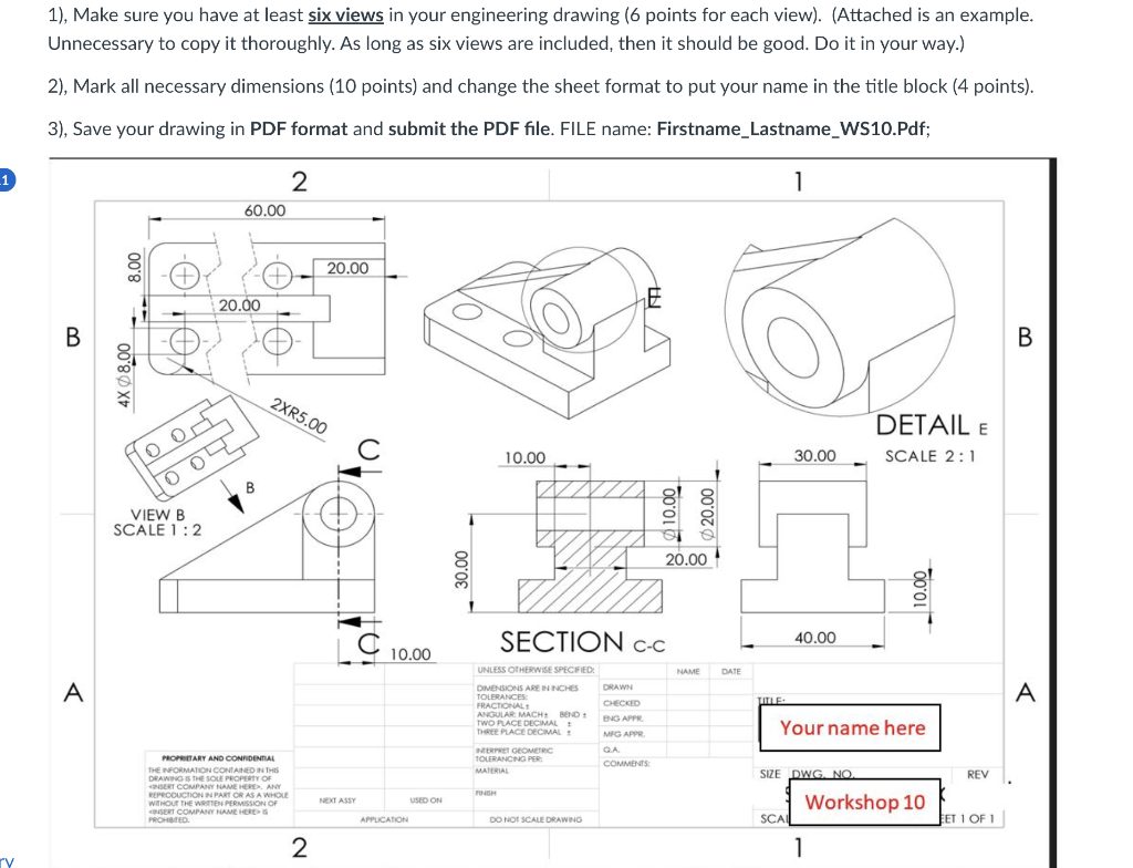 Solved 1), Make sure you have at least six views in your | Chegg.com