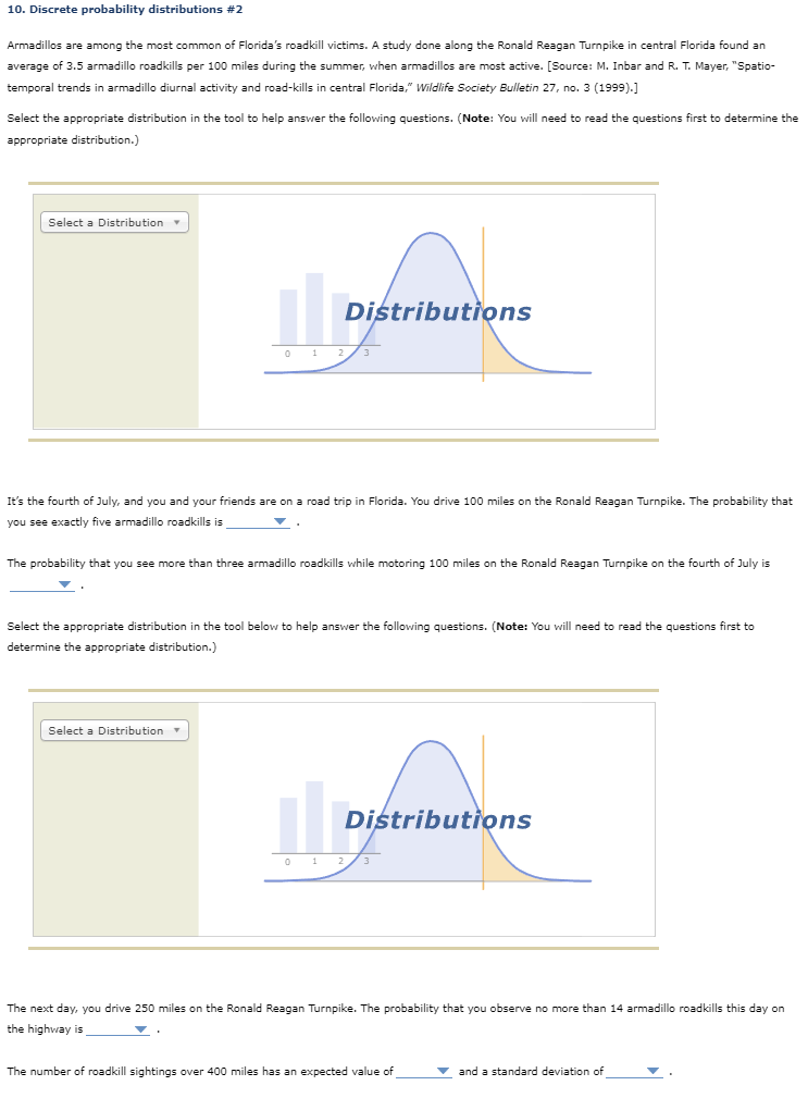 Solved 10. Discrete probability distributions \#2 Armadillos | Chegg.com