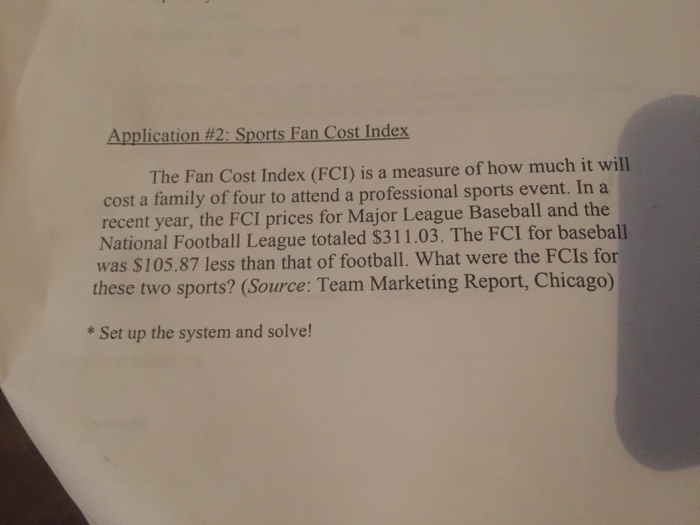 Solved The Fan Cost Index (FCI) is a measure of how much it | Chegg.com