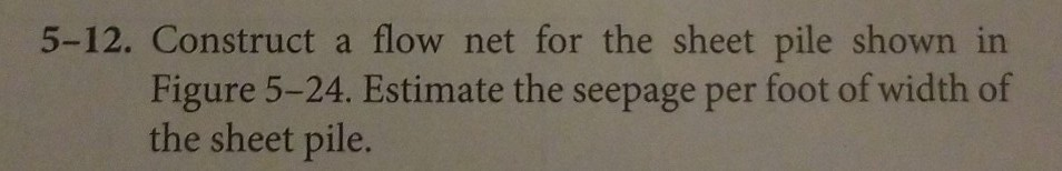 Solved 5-12. Construct a flow net for the sheet pile shown | Chegg.com