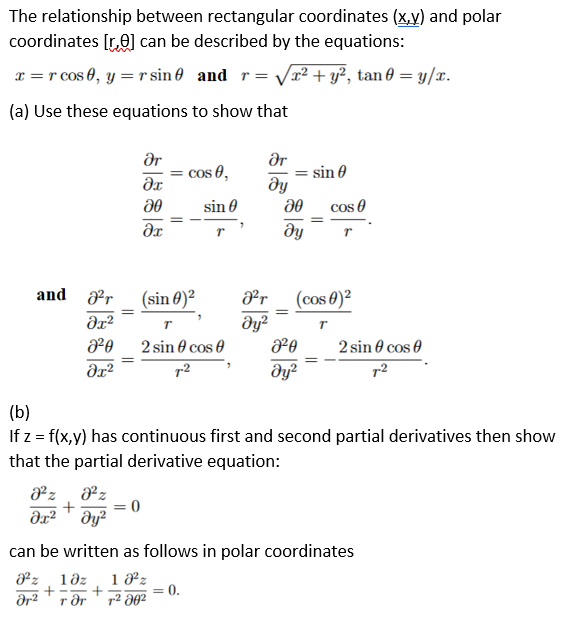 Solved The relationship between rectangular coordinates | Chegg.com