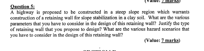 Solved Question 5: A highway is proposed to be constructed | Chegg.com