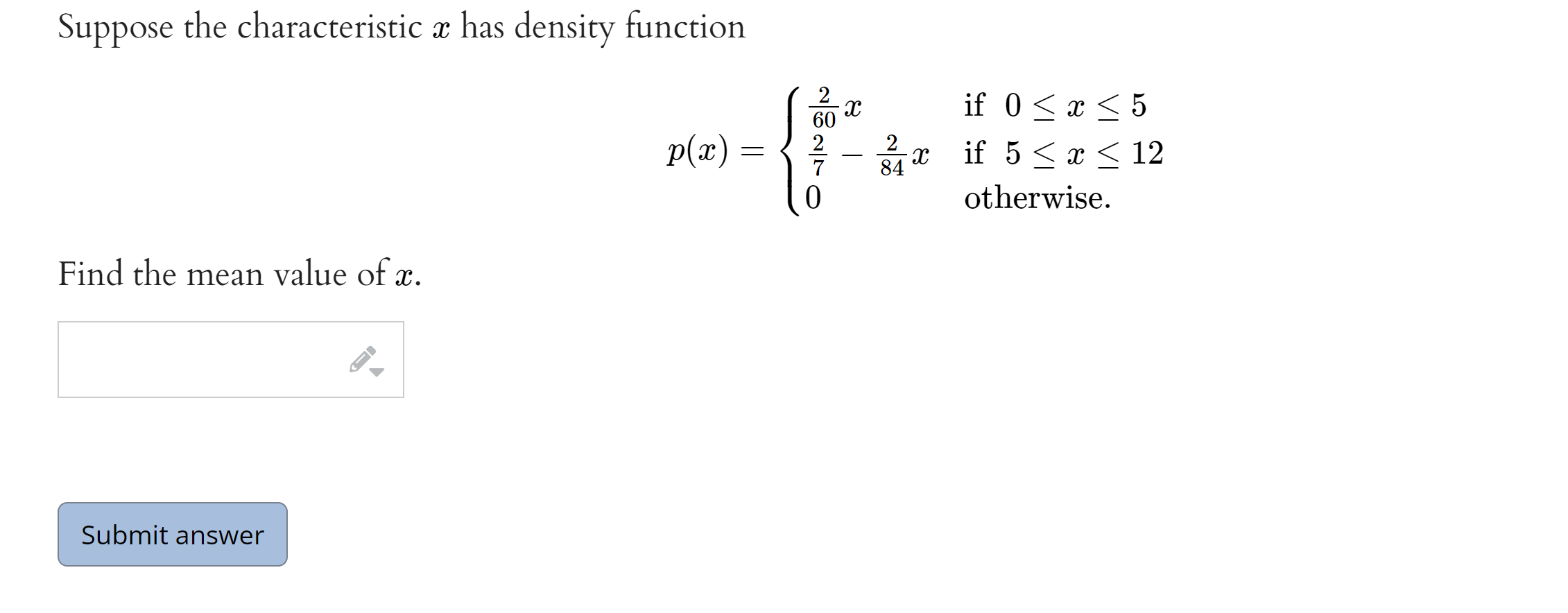 Solved Suppose the characteristic x has density function | Chegg.com