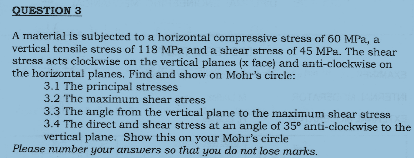Solved QUESTION 3 A material is subjected to a horizontal | Chegg.com